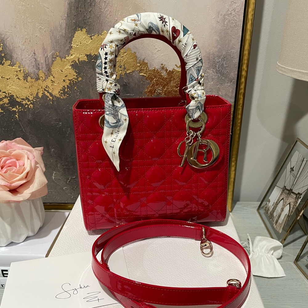 Christian Dior Red Patent Leather Lady Dior - Gem